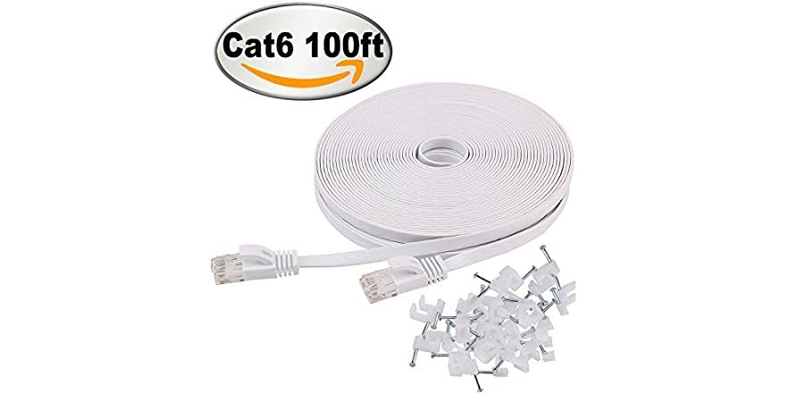 Cat6 Cable 100' w/ Clips