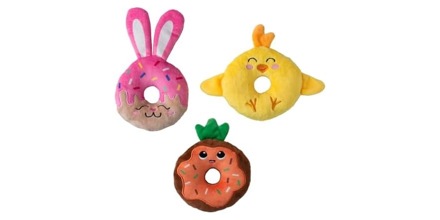 Fringe Studio Plush Dog Toy, 3 Pieces Set, Donuts