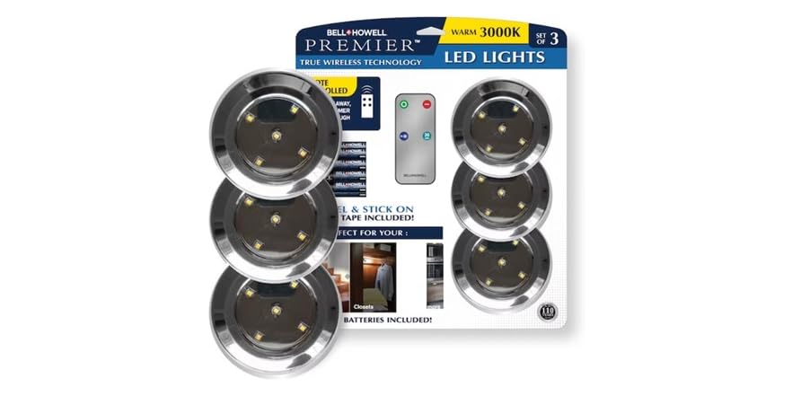 3 or 6-PK LED Chrome Lights w/ Remote