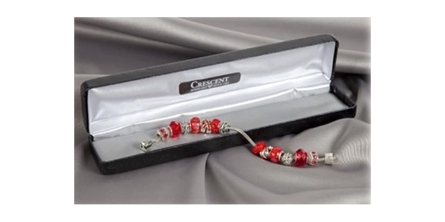 Crescent Red Heart Charm Bracelet