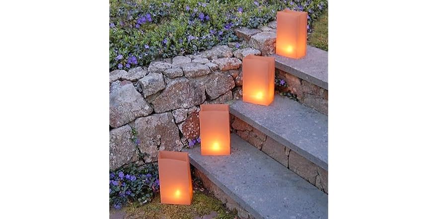 Battery Operated LED Luminaria Kit, Tan - Set of 12