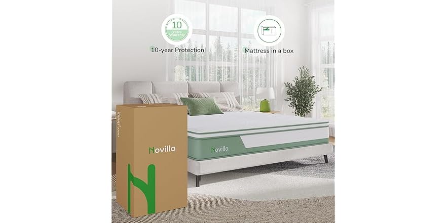 Novilla Mattress Queen, 12 Inch 5-Zone Hybrid Mattress