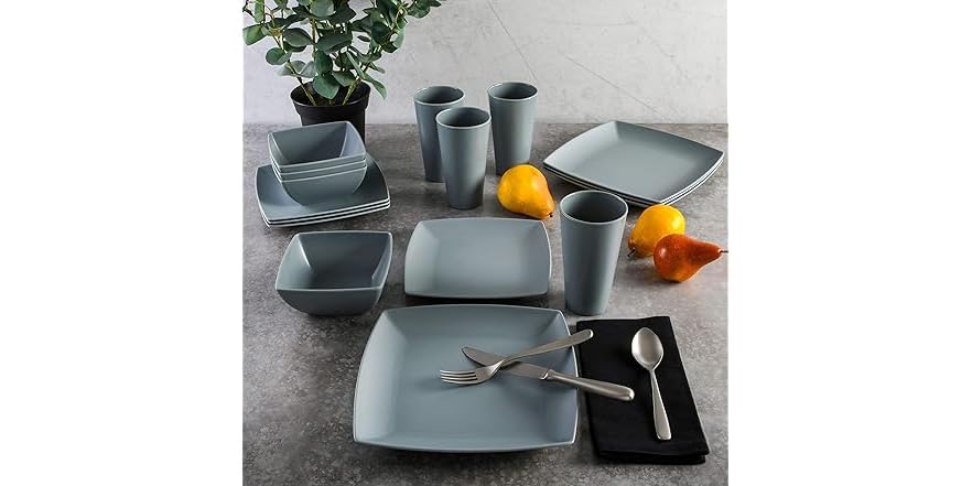 Square Melamine 16-Pc Dinnerware Set
