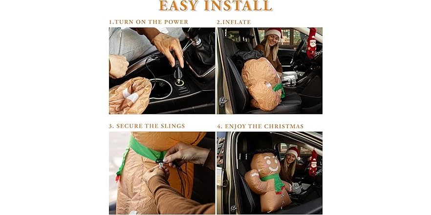 Zone Tech CR0003 Gingerbread Man Blow-Up for Cars