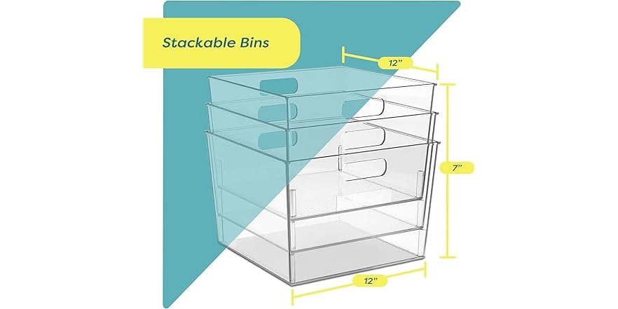 Ezee Space XL Clear Plastic Storage Bins with Lids, 3 Pack