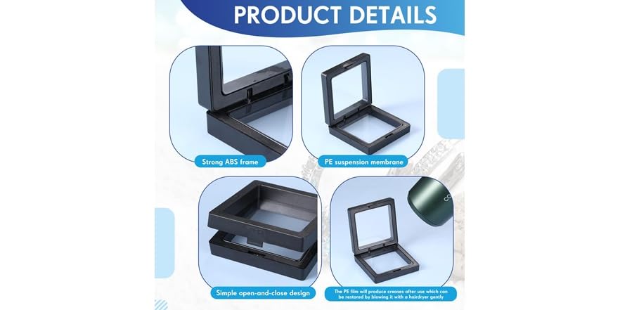 60 Pcs 3D Floating Display Cases