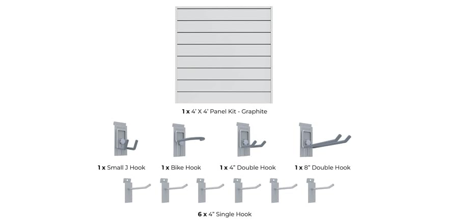 CrownWall 4'x4' Panel 6" Slat Wall Kit w/10pc Hook