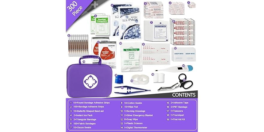 Monoki 300PCS First Aid Kit Handheld Bag