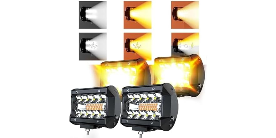 FEELON FEELON LED Light Bar 4PCS 4'' Inch White/Amber Yell