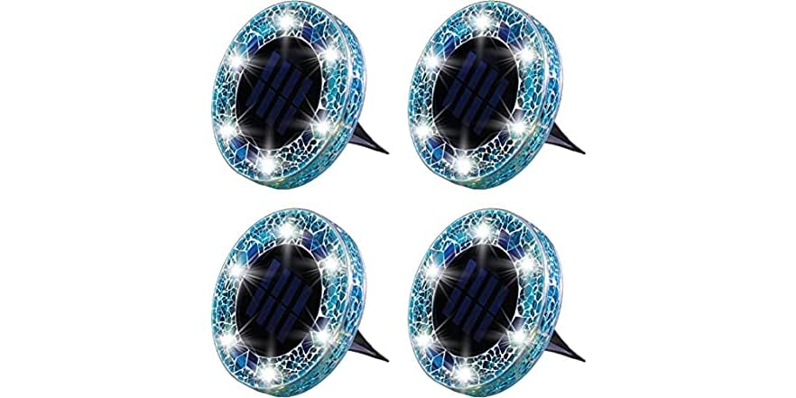 Solar Outdoor Mosaic Disk Lights, 4 Pack