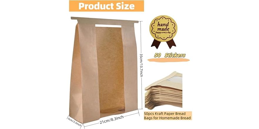 Bread Bags w/Window 50pc 13.7x8.3in