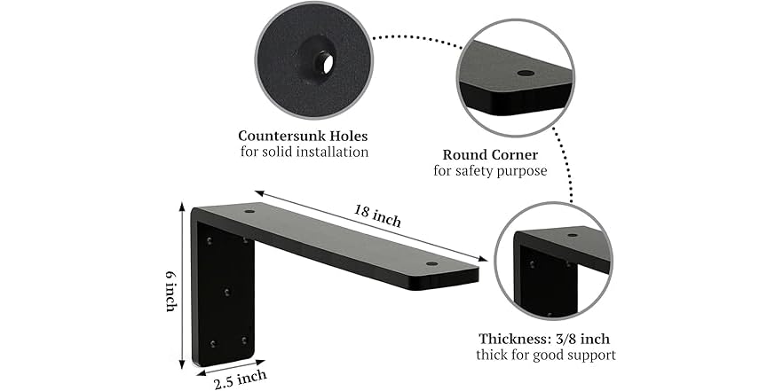 Countertop Support Bracket 18 Inch 3 Pack 3/8"