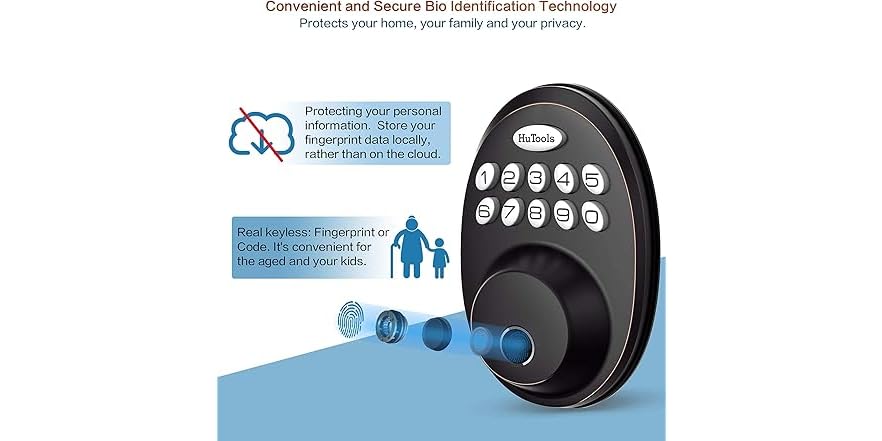 HuTools HT02 Finger Print Deadbolt Lock Satin