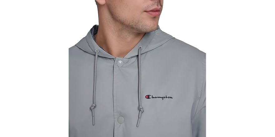 Champion Men Hooded Coaches Rain Jacket