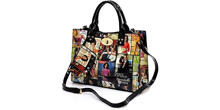 Glossy Magazine Cover Collage Michelle Obama Handbag