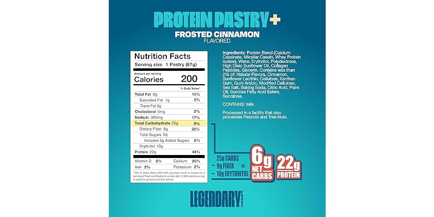 Legendary Foods 22g High Protein Pastry, 8ct, Cinnamon