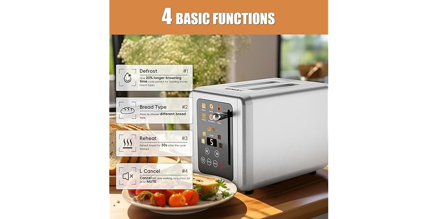 Stainless Steel Touch Screen Toaster