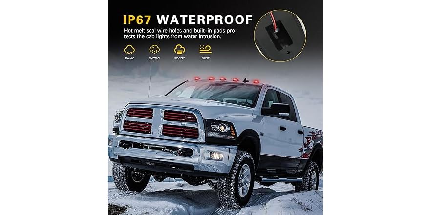 Generic Red LED Cab Lights Smoke Lens