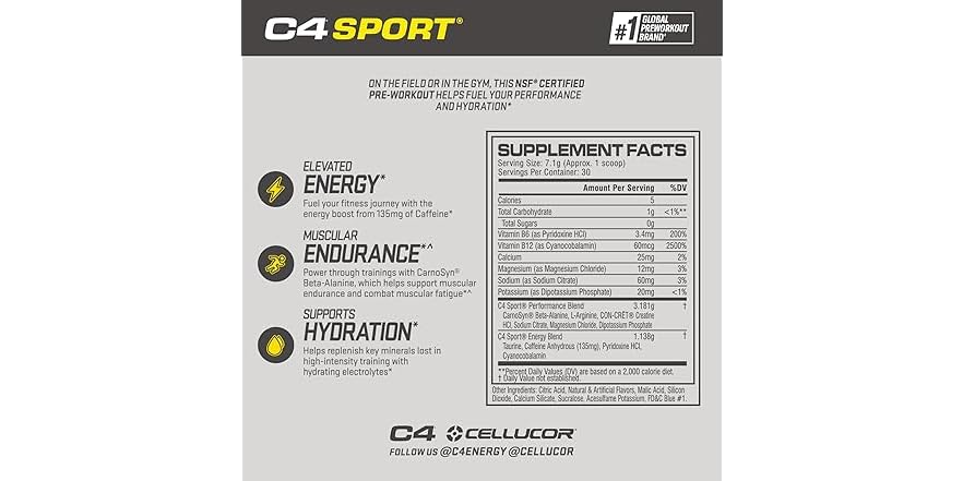 (2-Pack) Cellucor C4 Sport Pre Workout Powder, Blue Raspberry