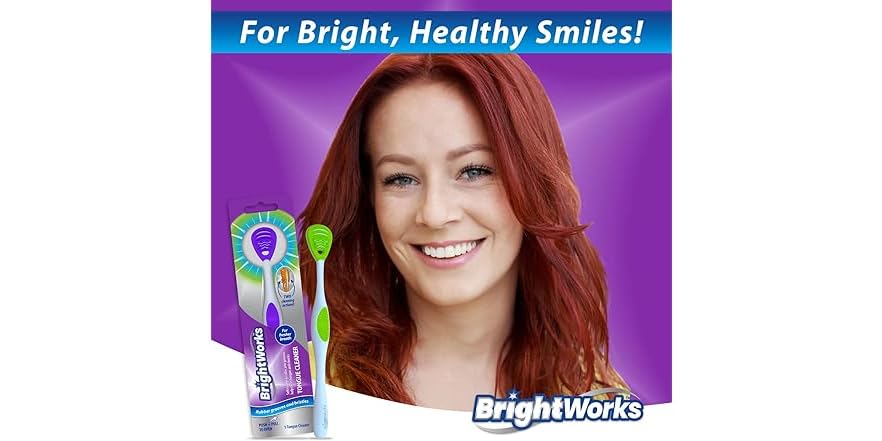 (3 Pack) Tongue Cleaner with Gentle Cheek Scraper.