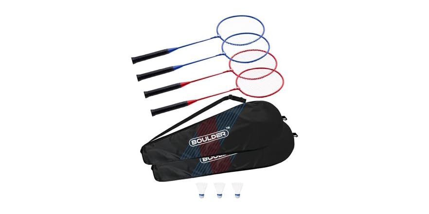 Boulder Badminton Rackets Set of 4 Red/Blue