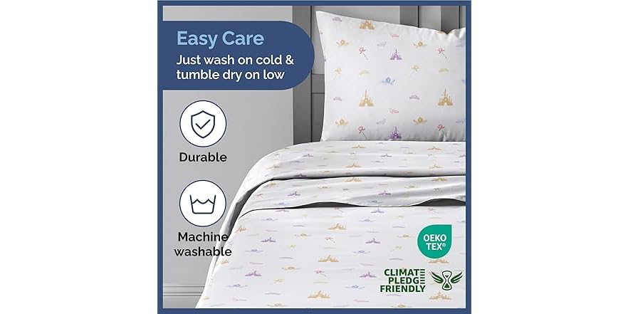 3 Piece Twin Kids Princess Sheet Set