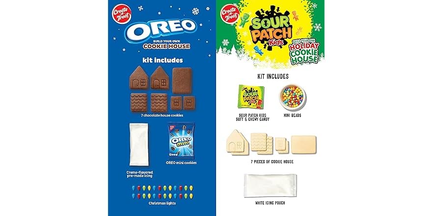 (2 Pk) Create-A-Treat OREO and SOUR PATCH KIDS Holiday Cookie House ...