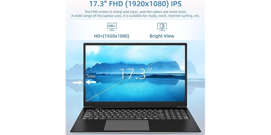 SGIN 17 Inch Laptop, Laptops with IPS Display, 4GB RAM 128GB SSD ...