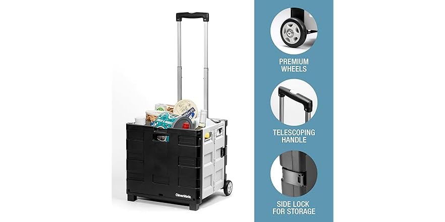 CleverMade Collapsible Wheeled Crate with Lid