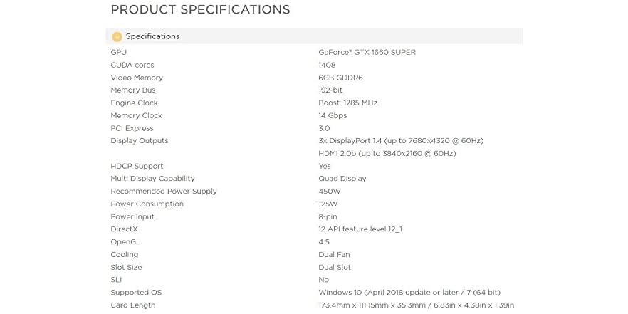 ZOTAC GTX 1660 Super Graphics Card