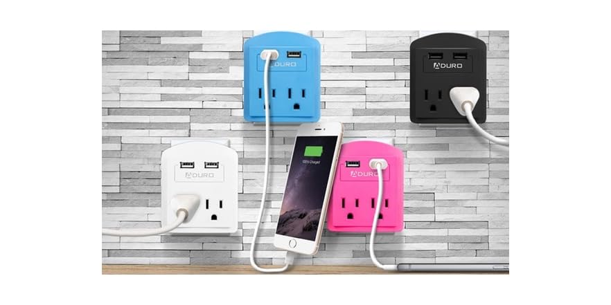2-Pack Mini Surge Protector w/ 2 Outlets & 2 USB Ports