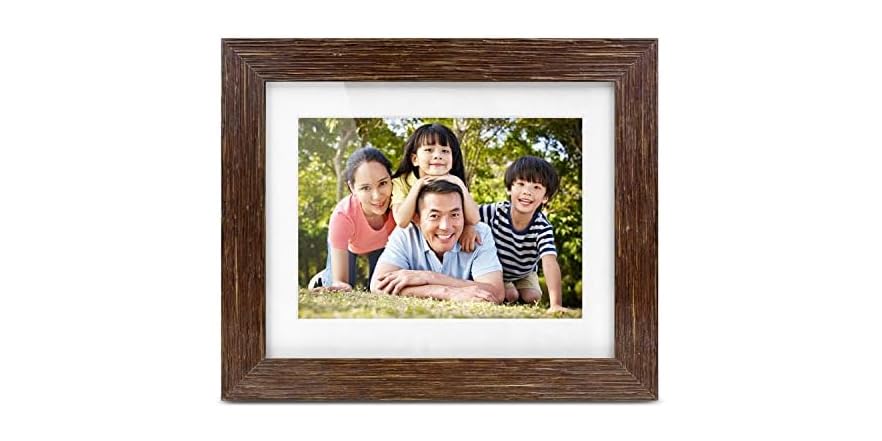 (NEW) Aluratek 7" Distressed Wood Digital Photo Frame (Non-Wifi)