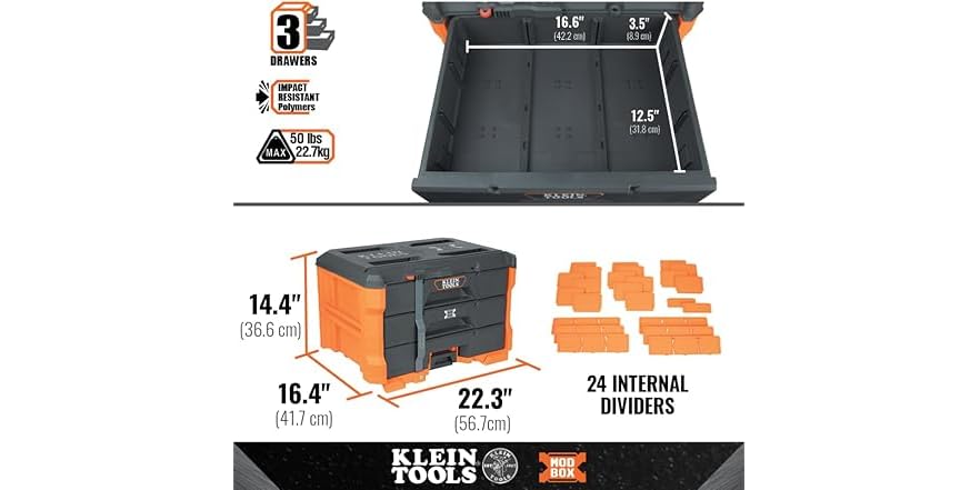 Klein Tools 54823MB MODbox 3-Drawer Tool Organizer