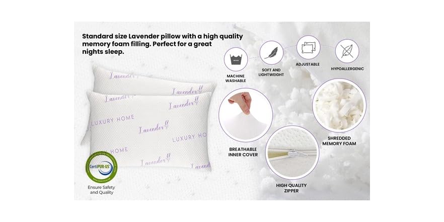 Lavender Infused Zen Memory Foam Pillows