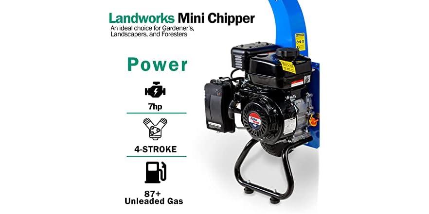 Landworks Mini Wood Chipper Shredder 7HP Compact