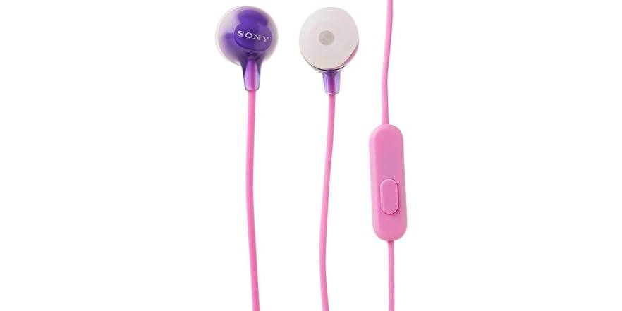 Sony Earbud Headphones with Mic, Violet (2 Pack)
