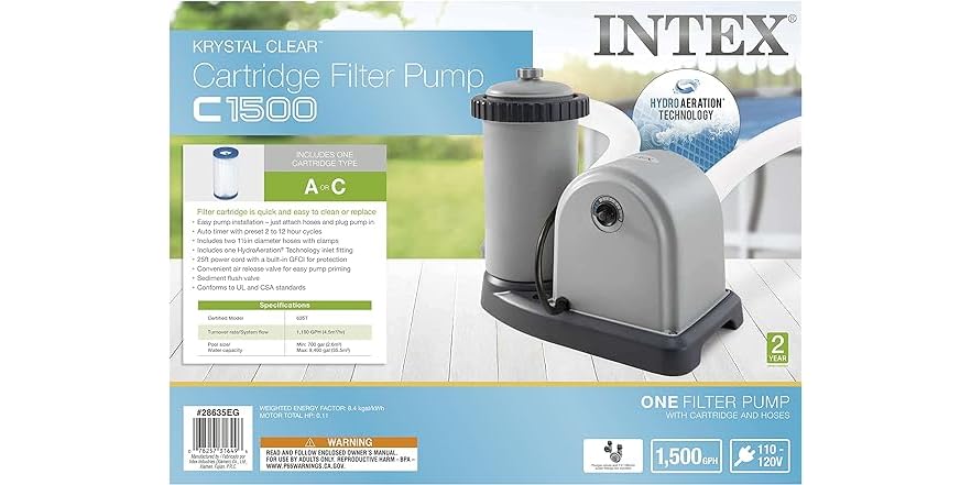 INTEX Krystal Clear Cartridge Filter Pump C1500