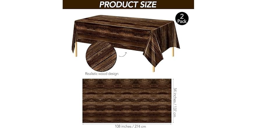 6 Pieces Plastic Wood Grain Tablecloths