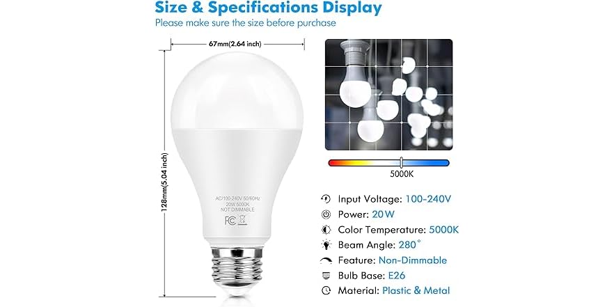 TOBUSA LED Light Bulbs, 20 W (Your Choice)