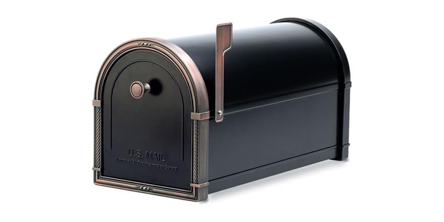 Coronado Mailbox with Adapter Plate, Black w/ Copper