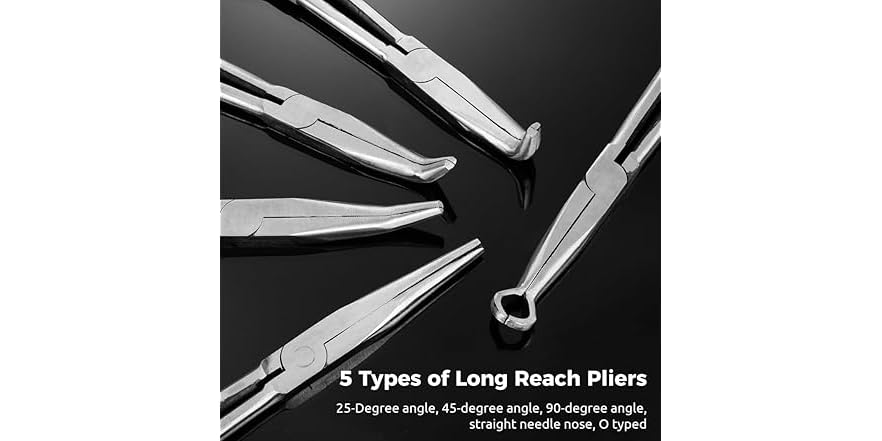 5-Piece Long Reach Needle Nose Pliers Set