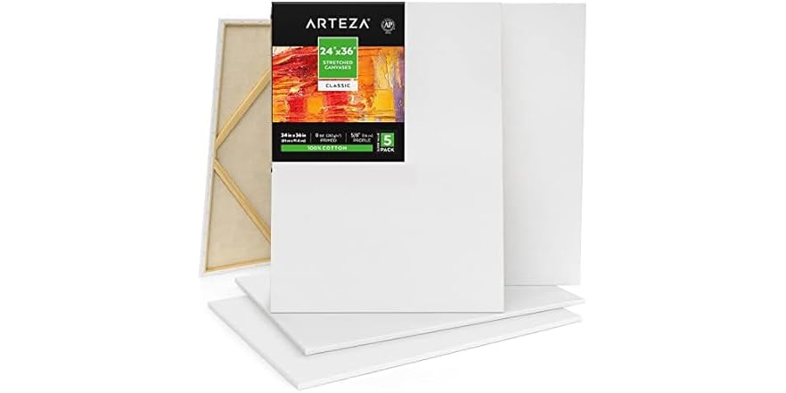 Arteza Paint Canvases Pack of 5, 24 x 36