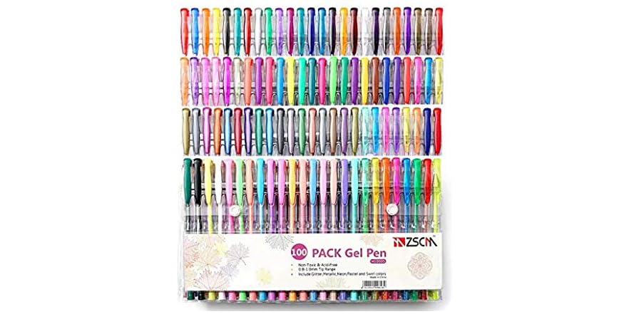 100 Unique Colors Gel Pens Set With Case