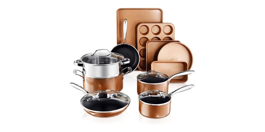 Gotham Steel Copper Cast 15-Piece Cookware & Bakeware Set