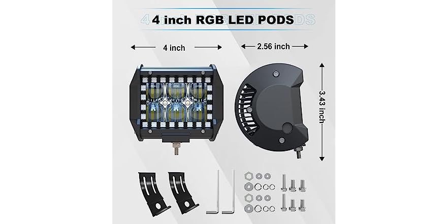 ASLONG 4PCS 4" inch LED Pods Flood Work
