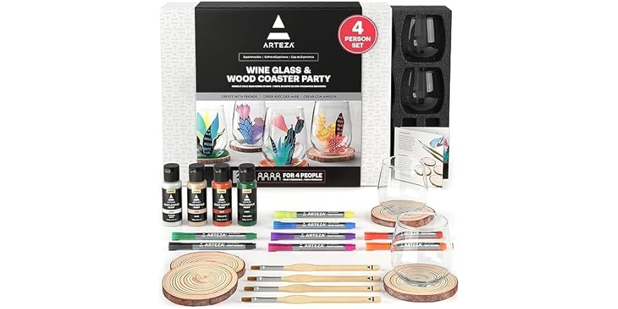 ARTEZA Wine Glass Coaster Box, 4-ct