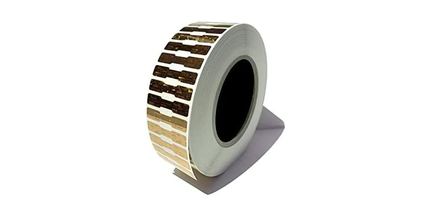 1,000 Gold Dog Bone Hologram Sticker (44mm x 9mm). (Gold)