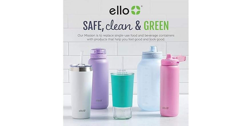 Ello Devon Glass Tumbler Lid and Straw 18oz
