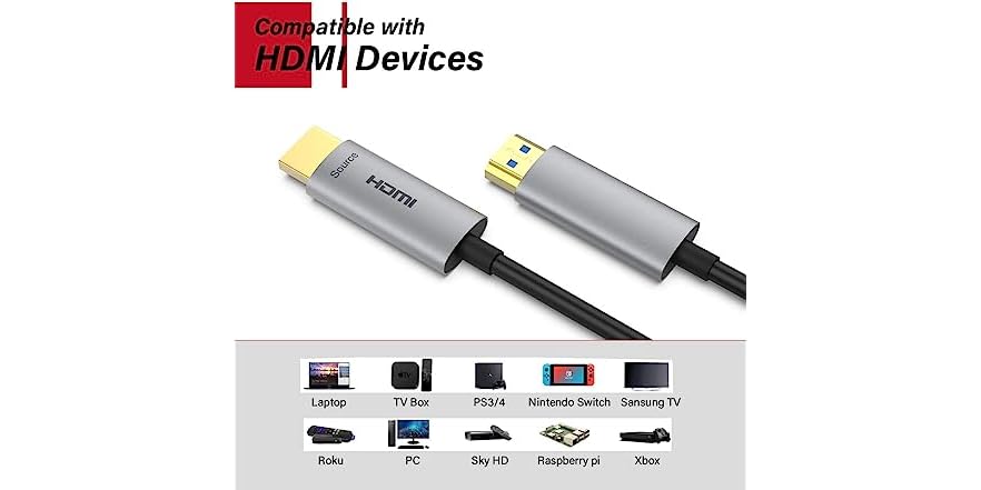 ATZEBE Fiber Optic HDMI Cable 50ft