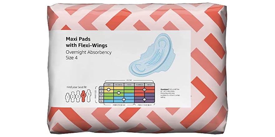Thick Maxi Pads, Size 4, 4 Packs of 28